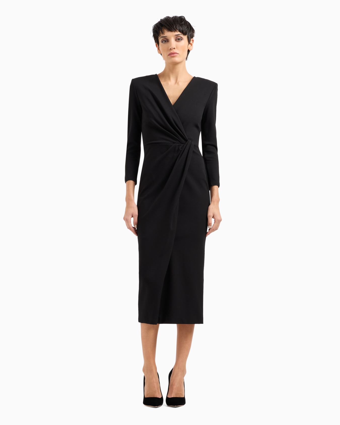 Viscose-blend Milano-stitch midi dress | Giorgio Armani