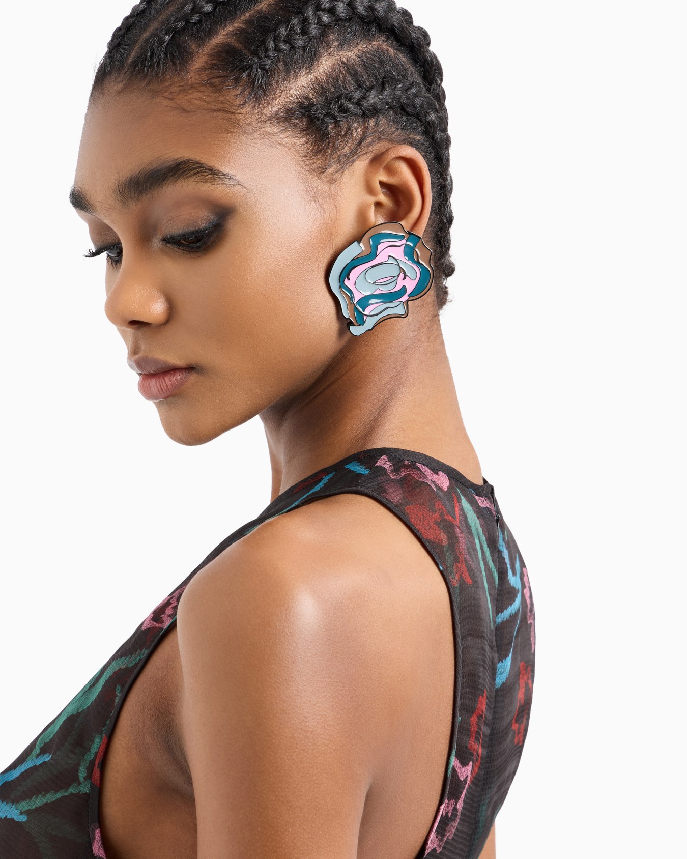 Enamelled-metal flower-shaped clip earrings | Giorgio Armani