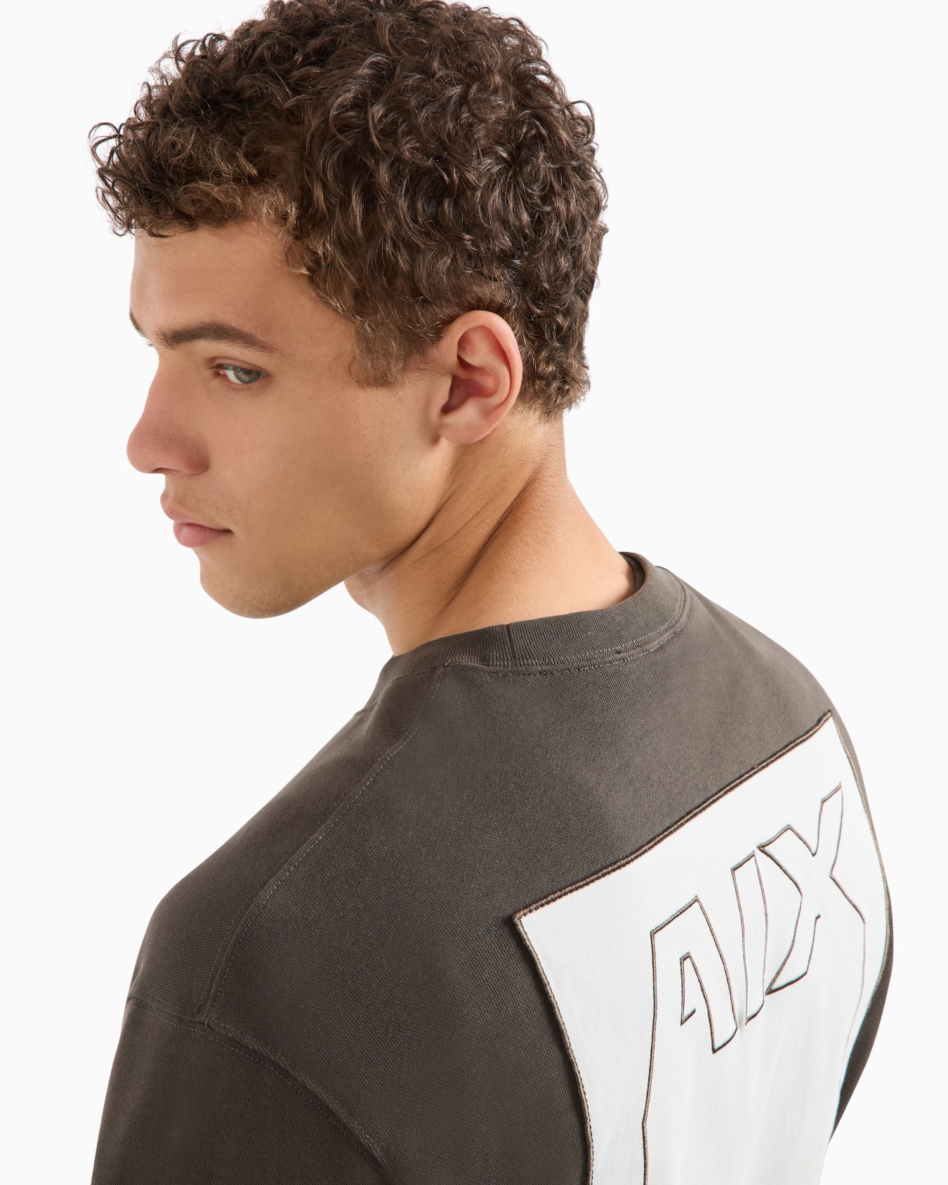 Felpa girocollo con maxi stampa sulla schiena in cotone | Armani Exchange Felpa girocollo con maxi stampa sulla schiena in cotone | Armani Exchange