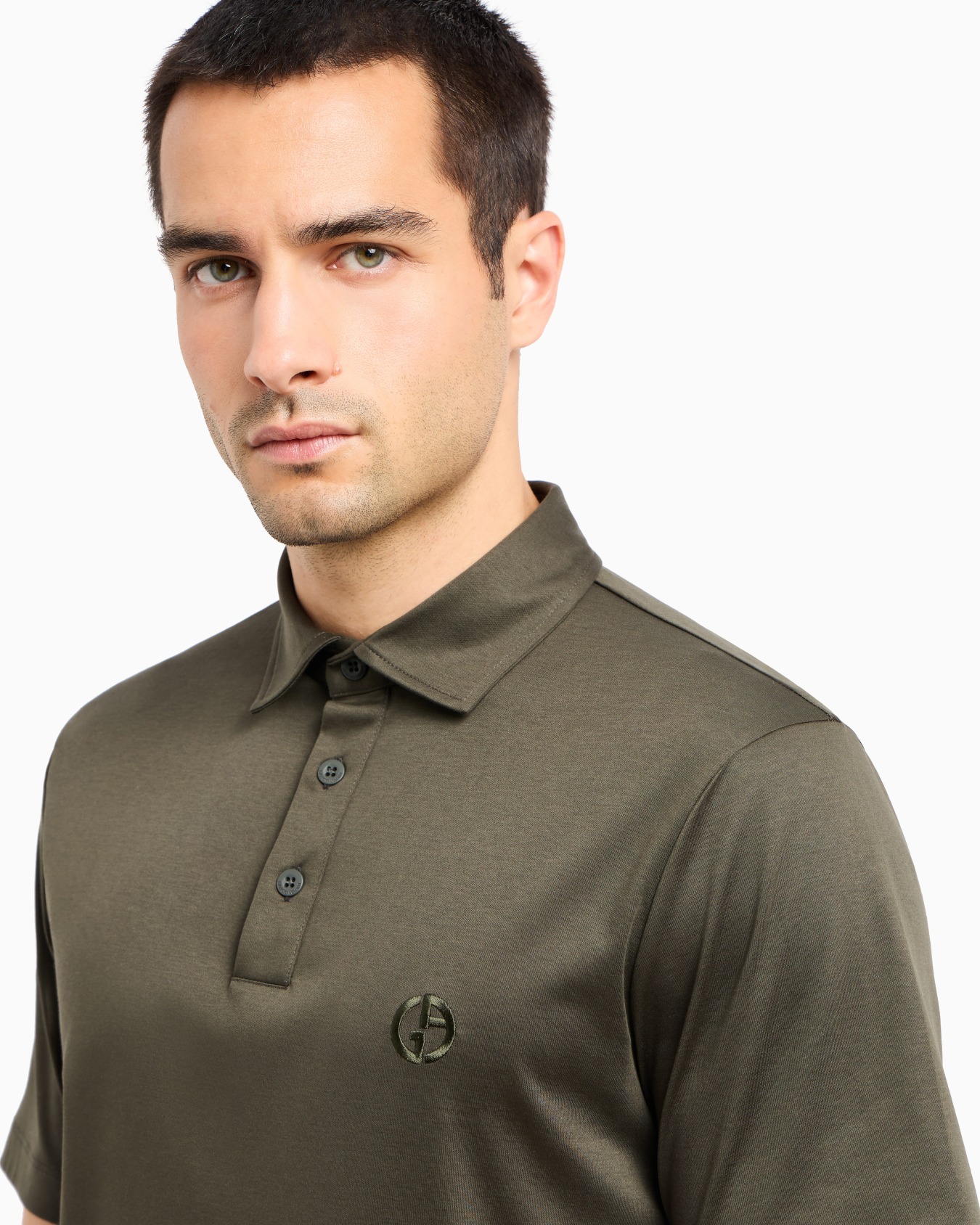 Pure cotton interlock polo shirt with embroidered logo | Giorgio Armani