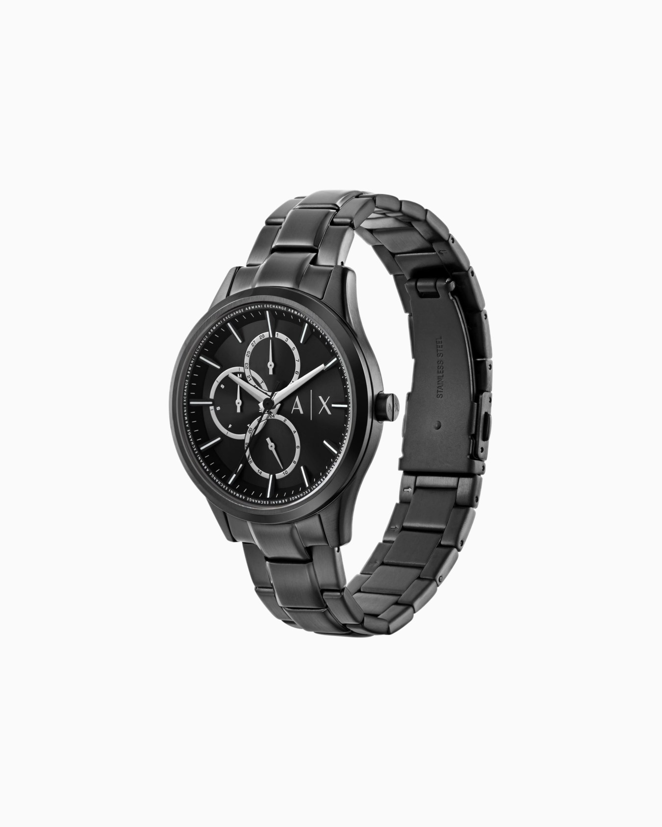Black Stainless Steel Multifunction Watch and Bracelet Set | Armani ...