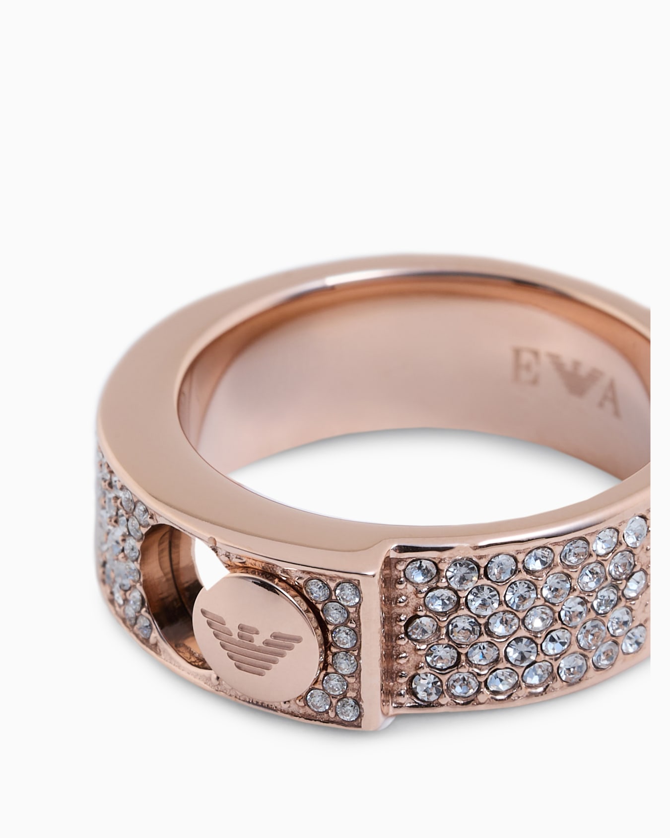 Rose Gold-Tone Stainless Steel with Crystals Setted Band Ring | Emporio ...