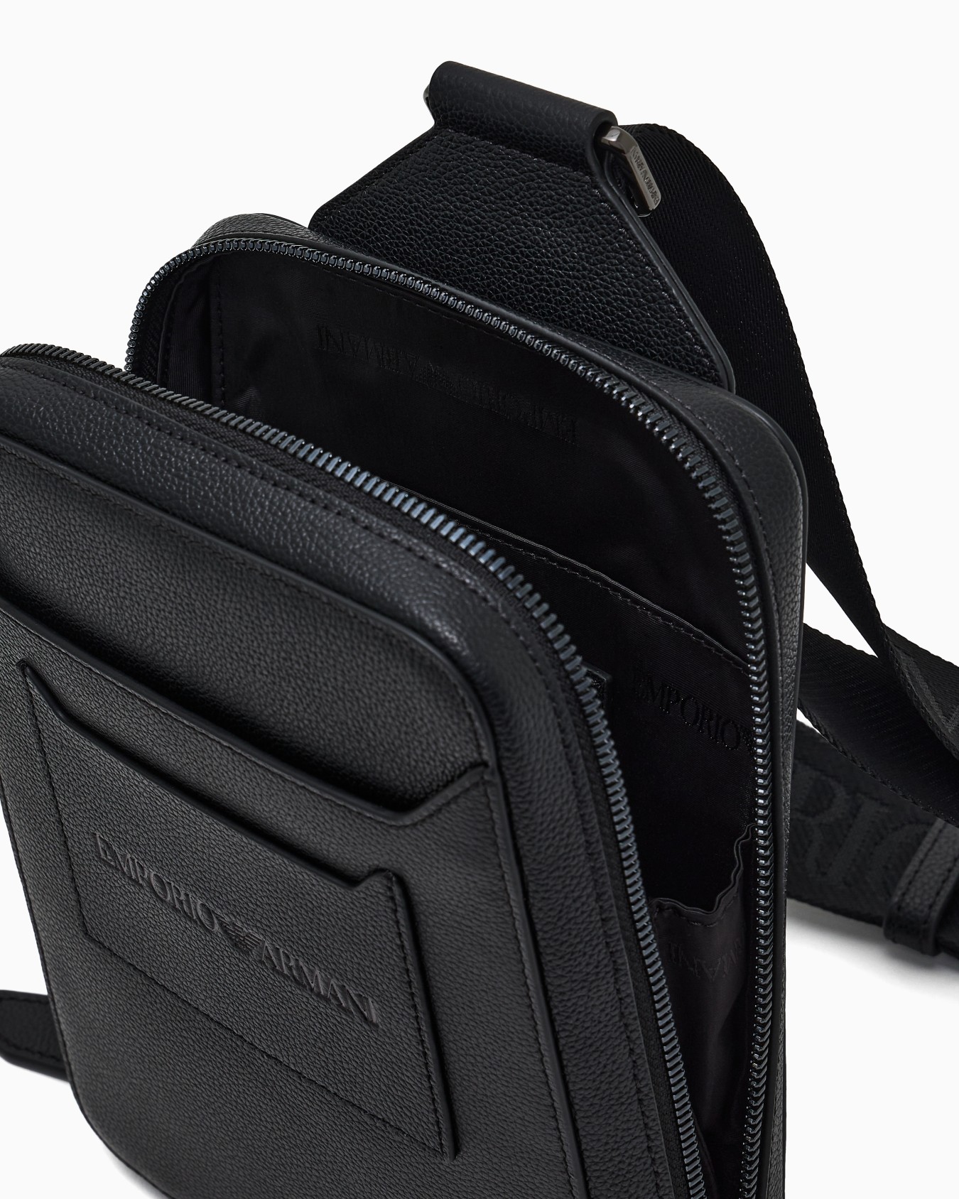 Tumbled-leather, one-shoulder mini backpack | Emporio Armani