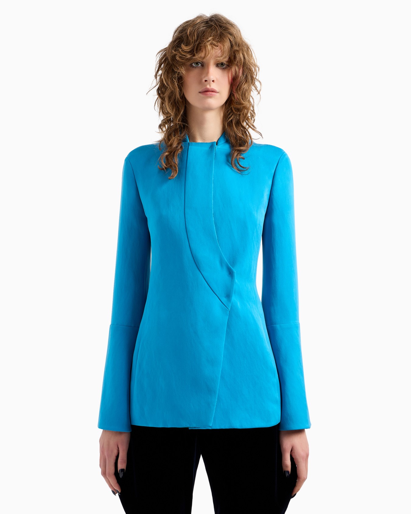 Single-breasted jacket in washed silk duchess satin | Giorgio Armani