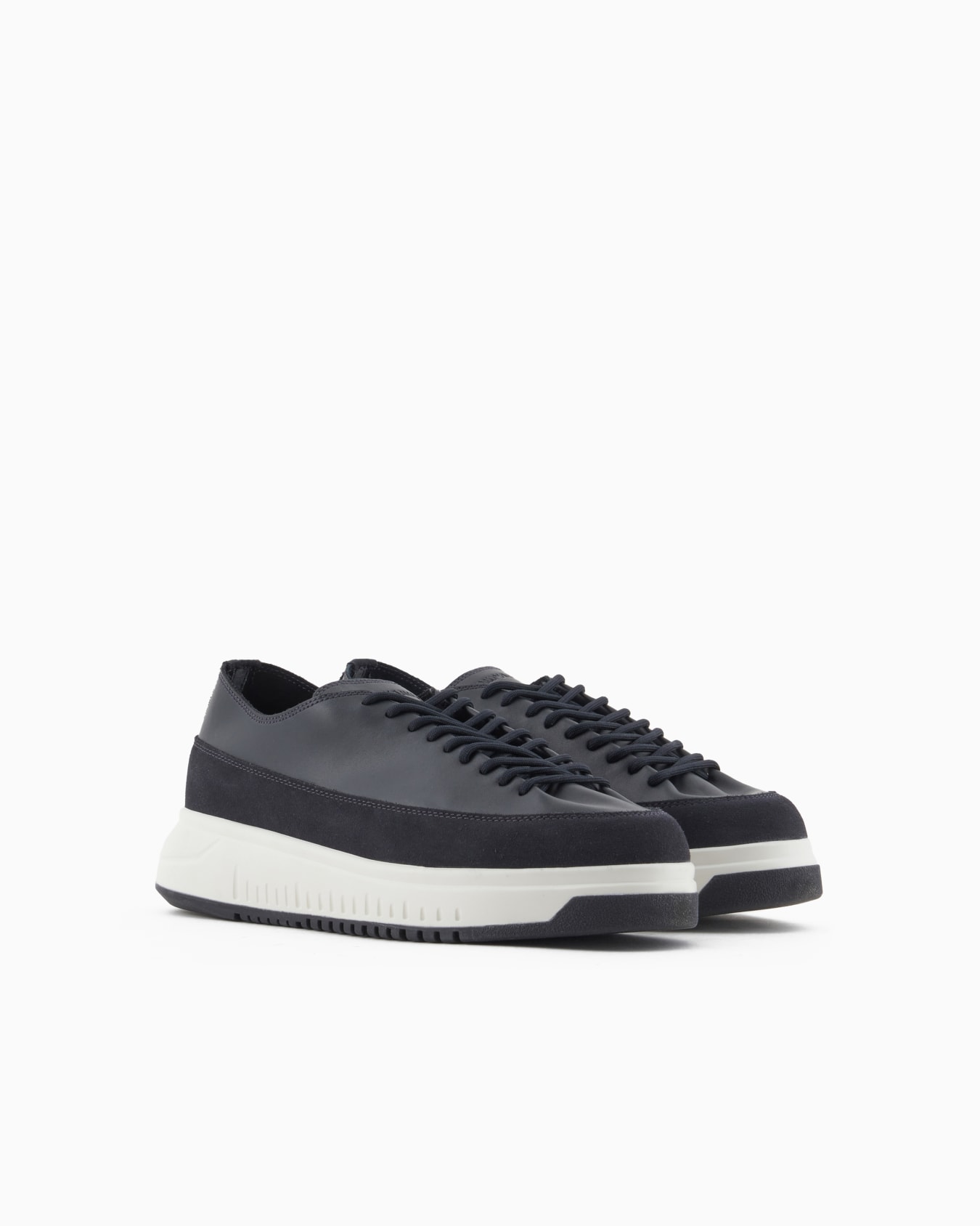 Leather And Suede Sneakers With Knurled Soles Emporio Armani Leather And Suede Sneakers With Knurled Soles Emporio Armani