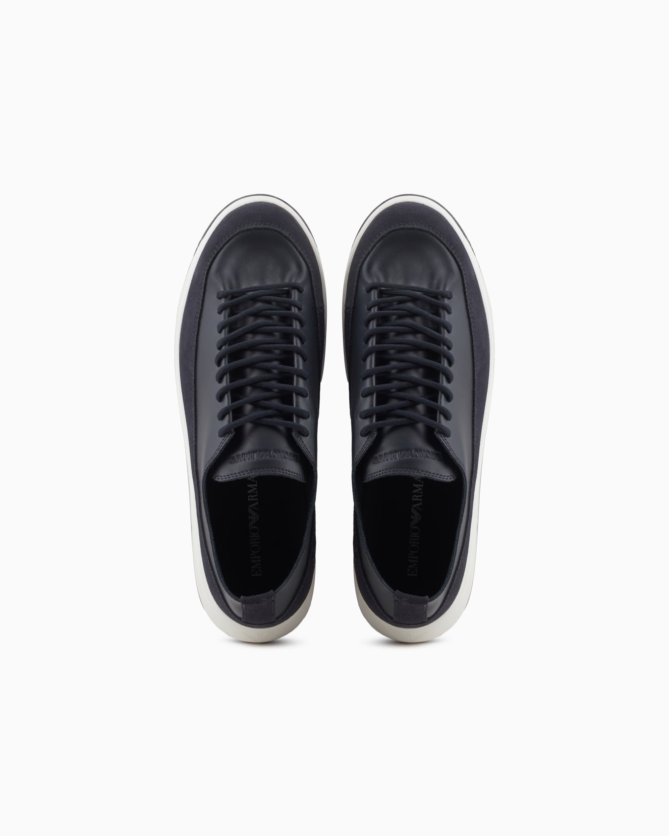 Leather And Suede Sneakers With Knurled Soles Emporio Armani Leather And Suede Sneakers With Knurled Soles Emporio Armani