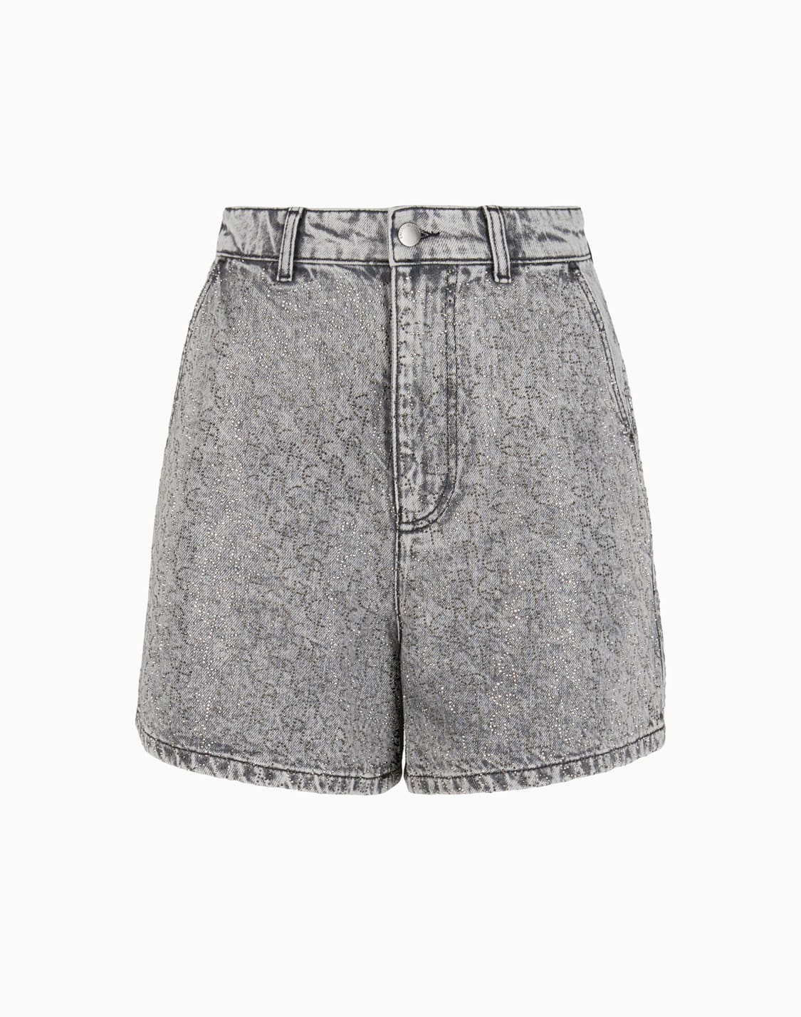 Short en denim 350 g m2 avec logo strass all over Emporio Armani
