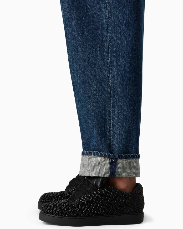 J74 Loose-fit marbled denim jeans | Emporio Armani