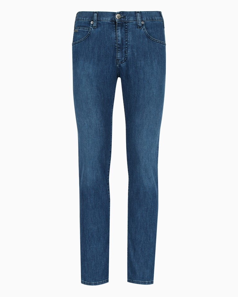 J45 Regular-fit, worn-wash 8 oz denim jeans | Emporio Armani