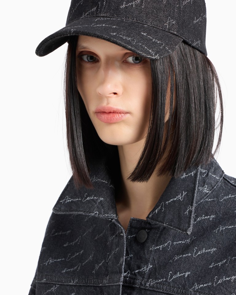 Visor cap with allover logo in ASV material | Armani Exchange