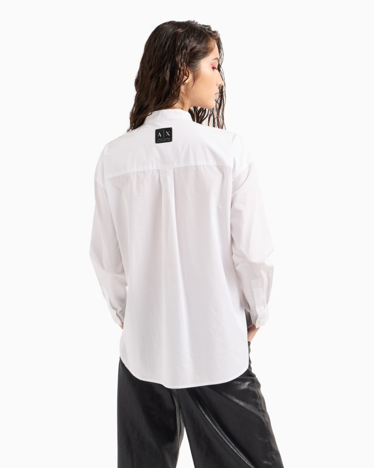 Camisa de popelina regular fit con pliegues en la espalda | Armani Exchange