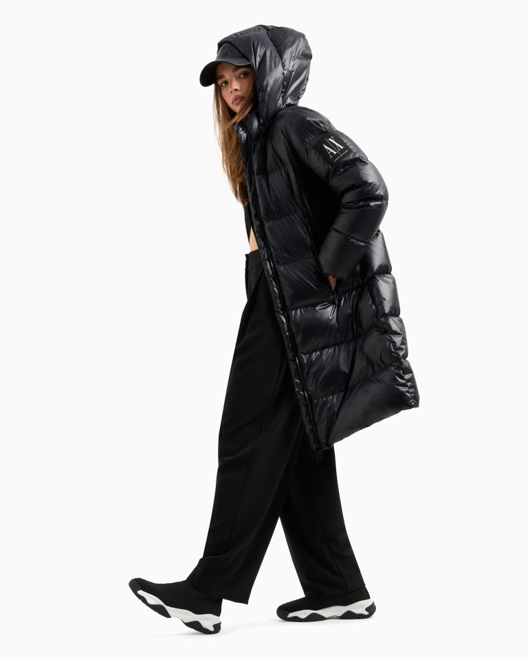 Icon Project Long Padded Jacket with Hood | Armani Exchange