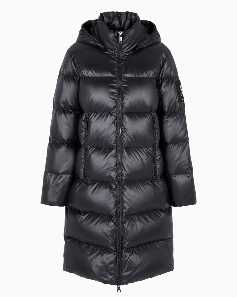 Icon Project Long Padded Jacket with Hood | Armani Exchange