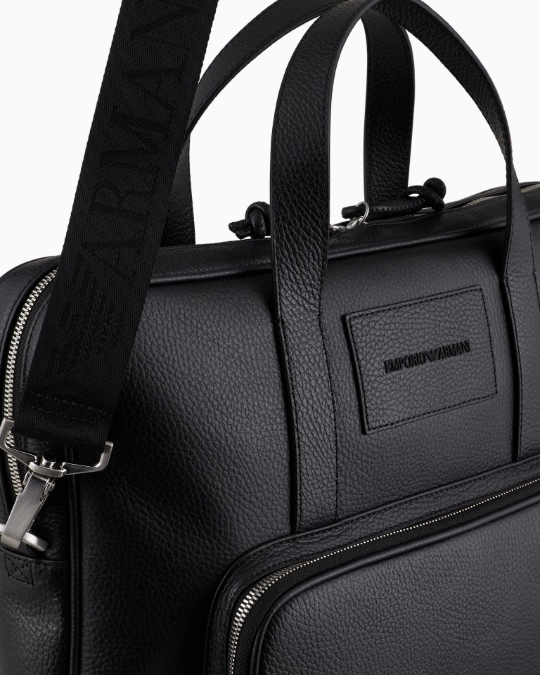 Business bag in tumbled leather | Emporio Armani