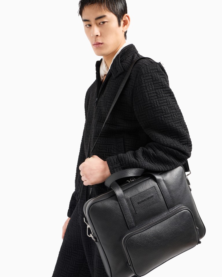 Business bag in tumbled leather | Emporio Armani
